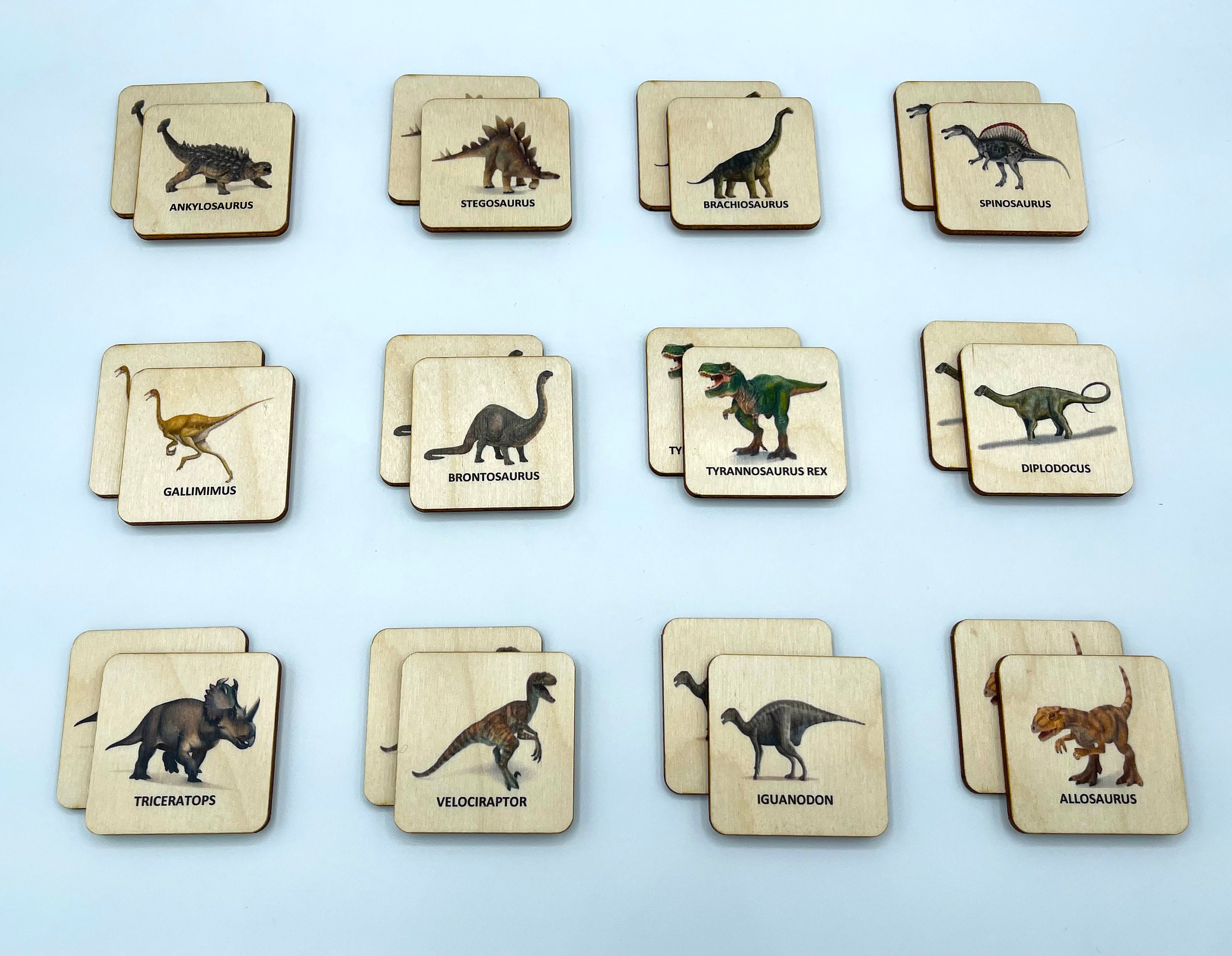Wooden Dinosaurs Memory Game/ Montessori Toy Matching Game for - Etsy