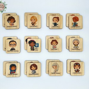 Montessori Wooden Inspirational Women in History Memory Game/homeschool ...