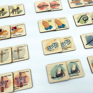 Wooden Easter Story Memory Game/ Holy Week Story Matching Cards ...
