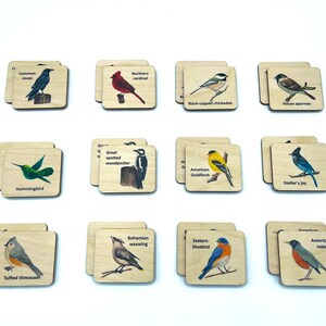 Wooden Birds Memory Game, Montessori Toys, Wood Animals Matching Cards ...