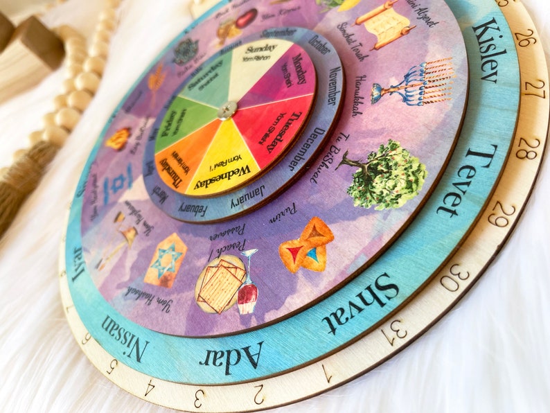 Wooden Jewish Calendar, Hebrew Calendar, Jewish Holidays Calendar ...