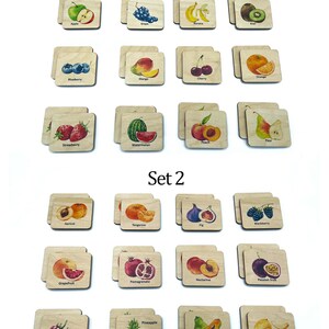 Wooden Montessori Fruits Memory Game/ Toddler Preschool Matching Cards ...