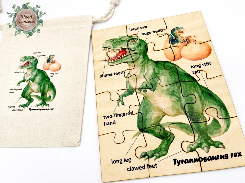 Montessori Wooden Dinosaur Anatomy Puzzle/ Homeschool | Etsy