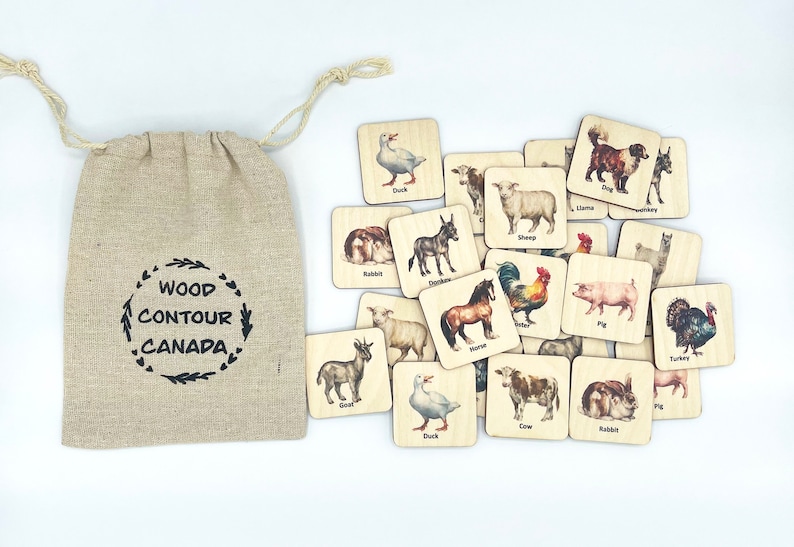 Wooden Farm Animals Memory Game Montessori Animals Matching - Etsy
