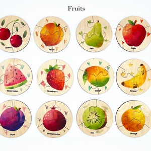 Montessori Wooden Vegetable Jigsaw Puzzles/ Veggies Matching Game ...