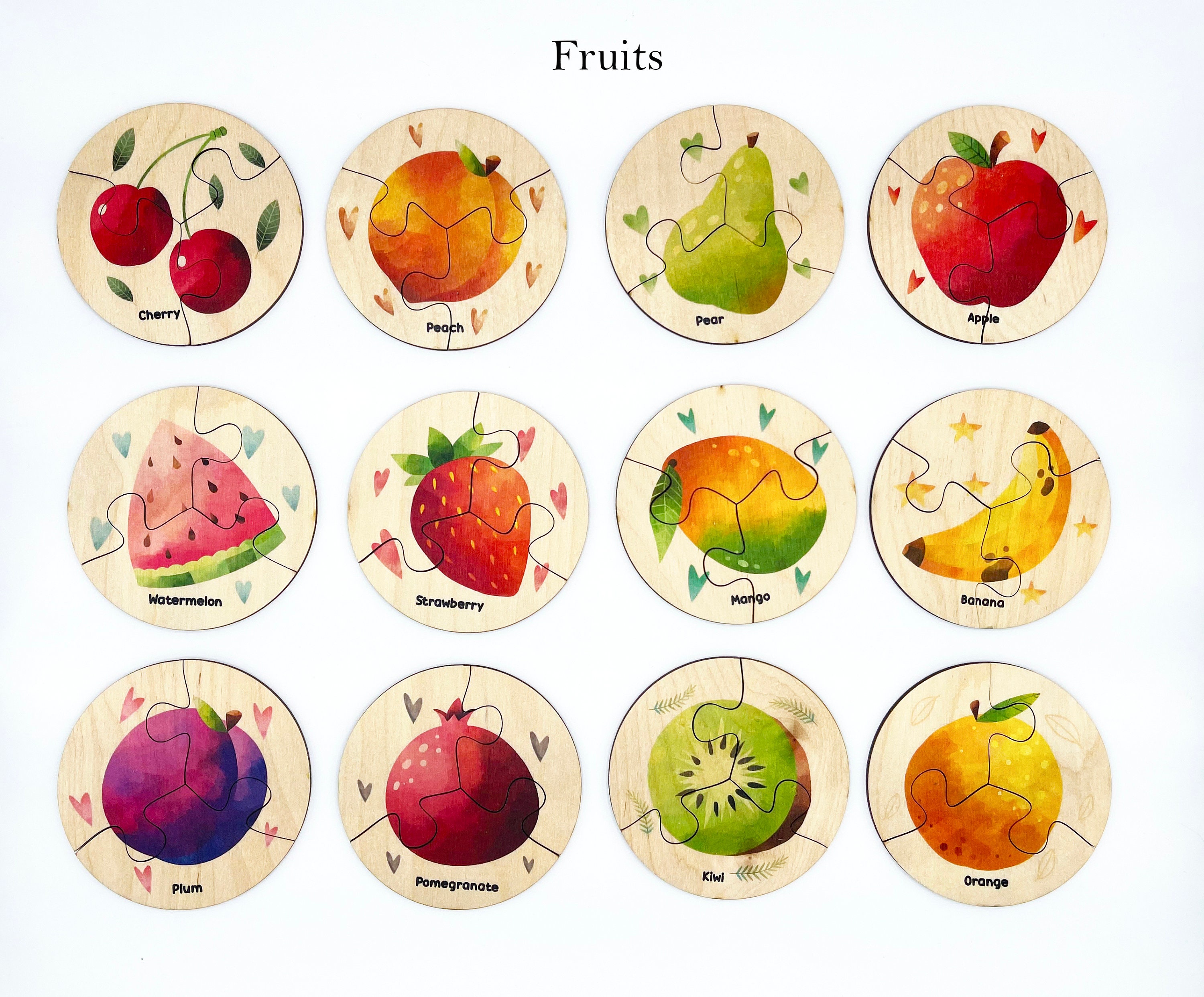 Montessori Wooden Vegetable Jigsaw Puzzles/ Veggies Matching Game ...