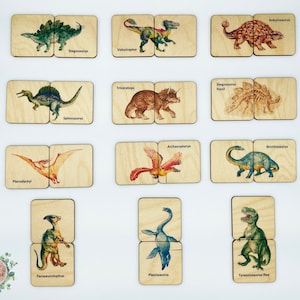 Montessori Wooden Dinosaur Puzzle Game/ Homeschool Preschooler ...