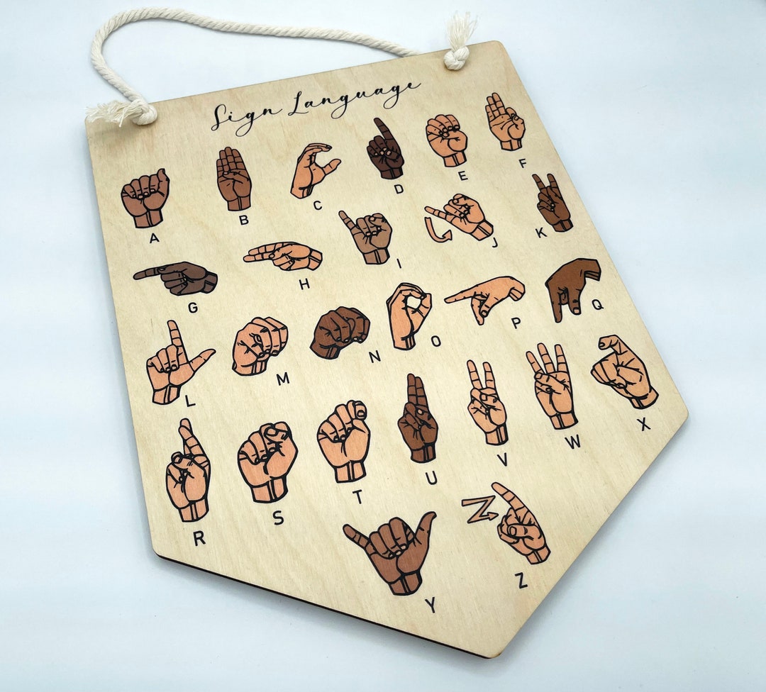 Sign Language Alphabet Wood Wall Hanging/ Home Decor Wood Flag Nursery ...