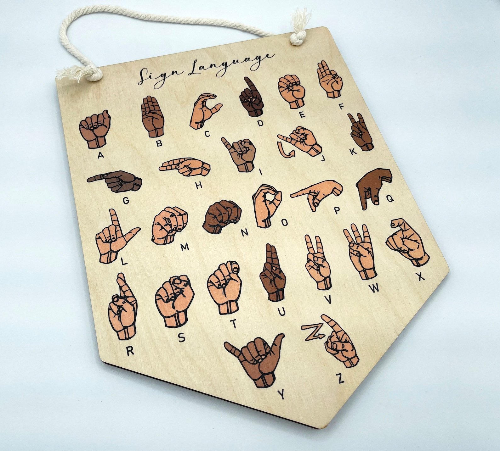 Sign Language Alphabet Wood Wall Hanging/ Home Decor Wood Flag - Etsy