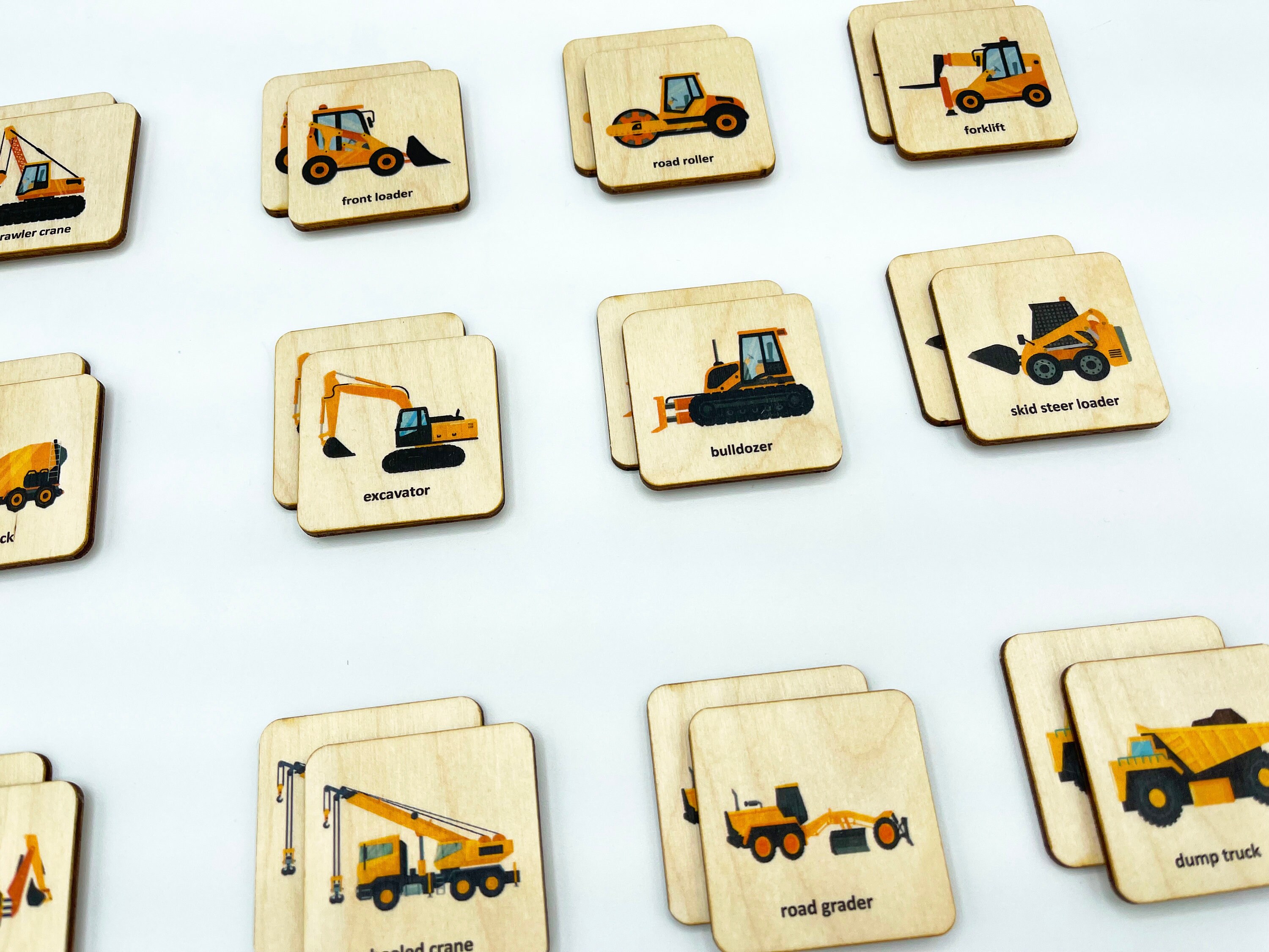 Montessori Wooden Construction Truck Car Memory Game/ - Etsy