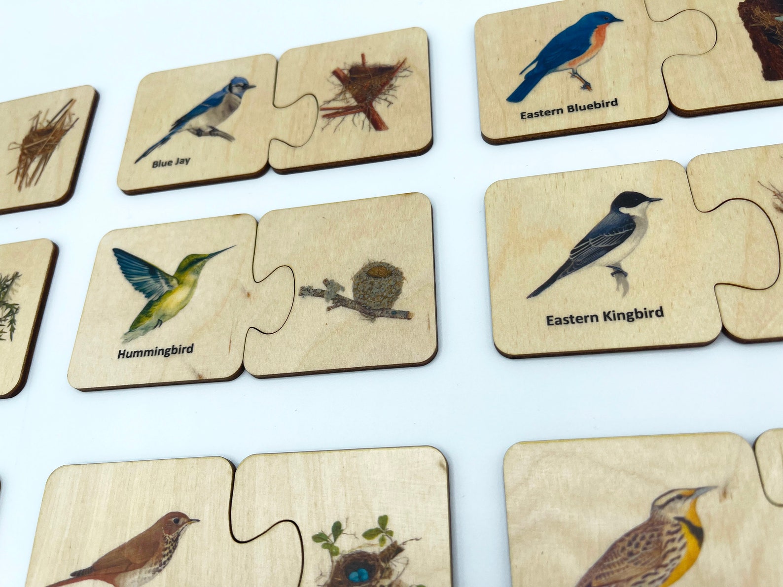Montessori Wood Backyard Birds and Nests Matching Puzzle/ Homeschool ...