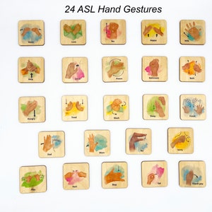 ASL Sign Language Hand Gestures/ 24 Toddler Baby Kids Learn Sign ...