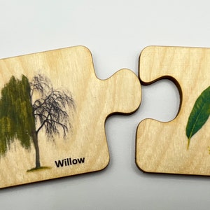 Montessori Wood Tree Leaves Matching Puzzle/ Homeschool Preschooler ...
