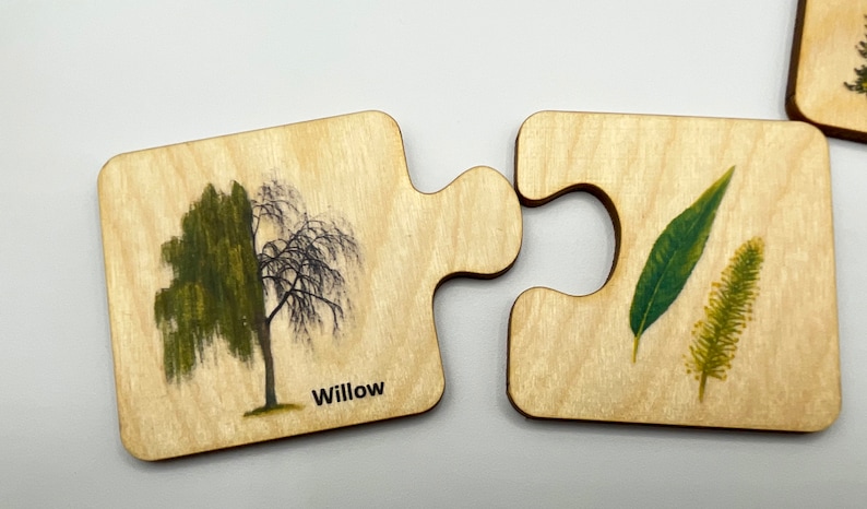 Montessori Wood Tree Leaves Matching Puzzle/ Homeschool Preschooler ...