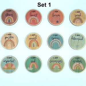 Wooden Boho Rainbow Affirmation Cards/ Affirmation Station Classroom ...