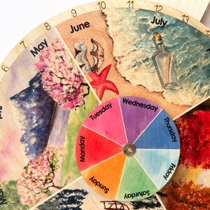 Wooden Wheel of the Year, Wooden Perpetual Calendar, Four Seasons Wheel ...
