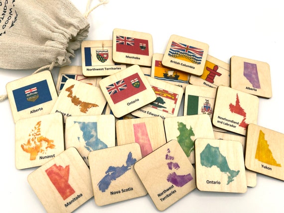 Montessori Canada Map and Flags Matching Cards/ Canada - Etsy Canada