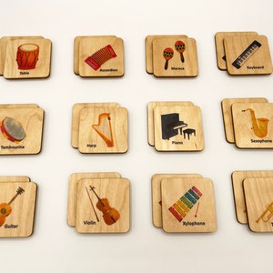 Montessori Wooden Music Instruments Matching Cards Homeschool | Etsy