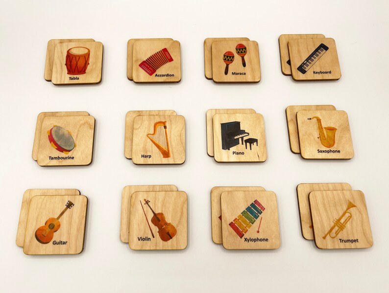 Montessori Wooden Music Instruments Matching Cards Homeschool - Etsy