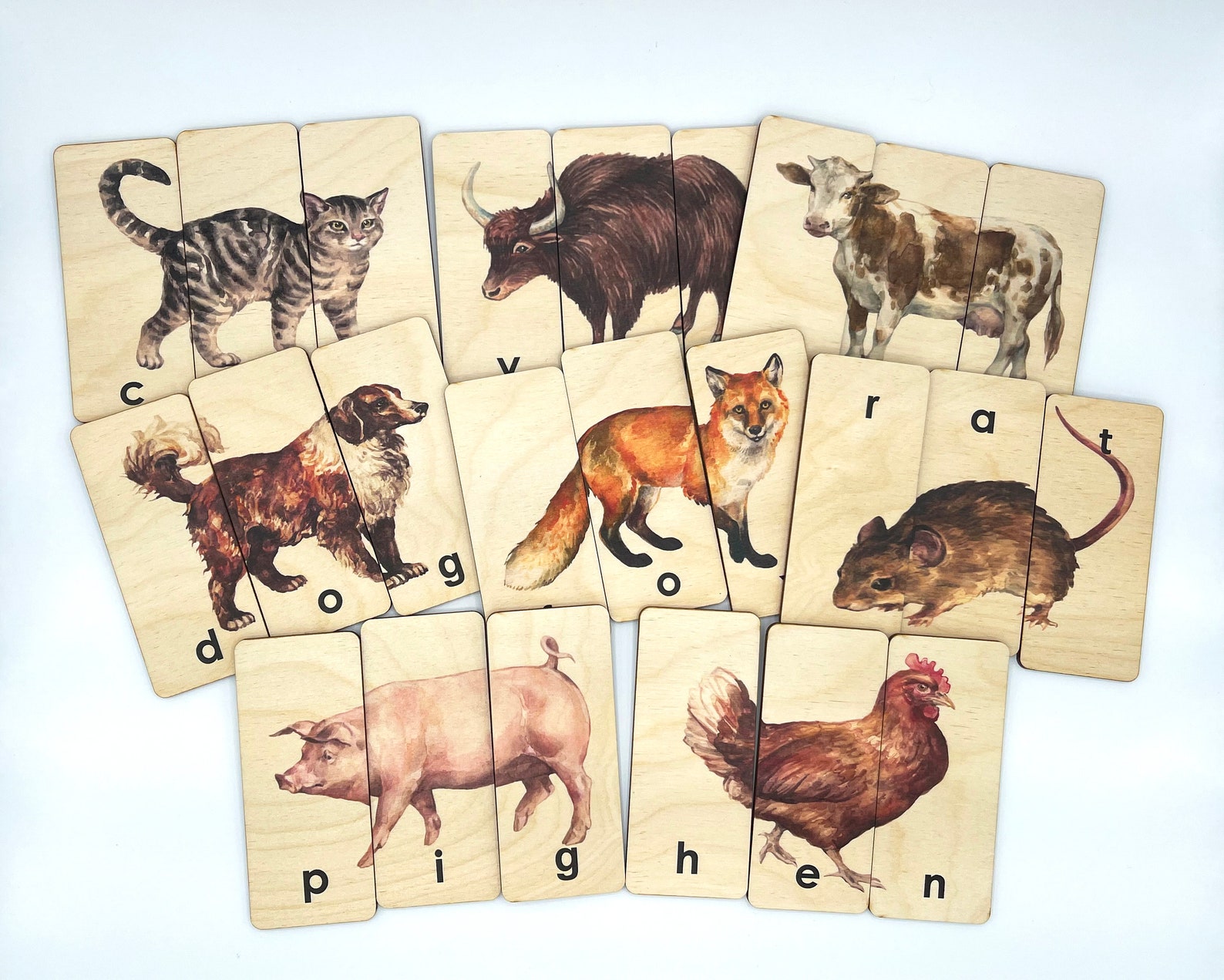 Montessori Animals Spelling Matching Puzzle/ Homeschool Kids | Etsy