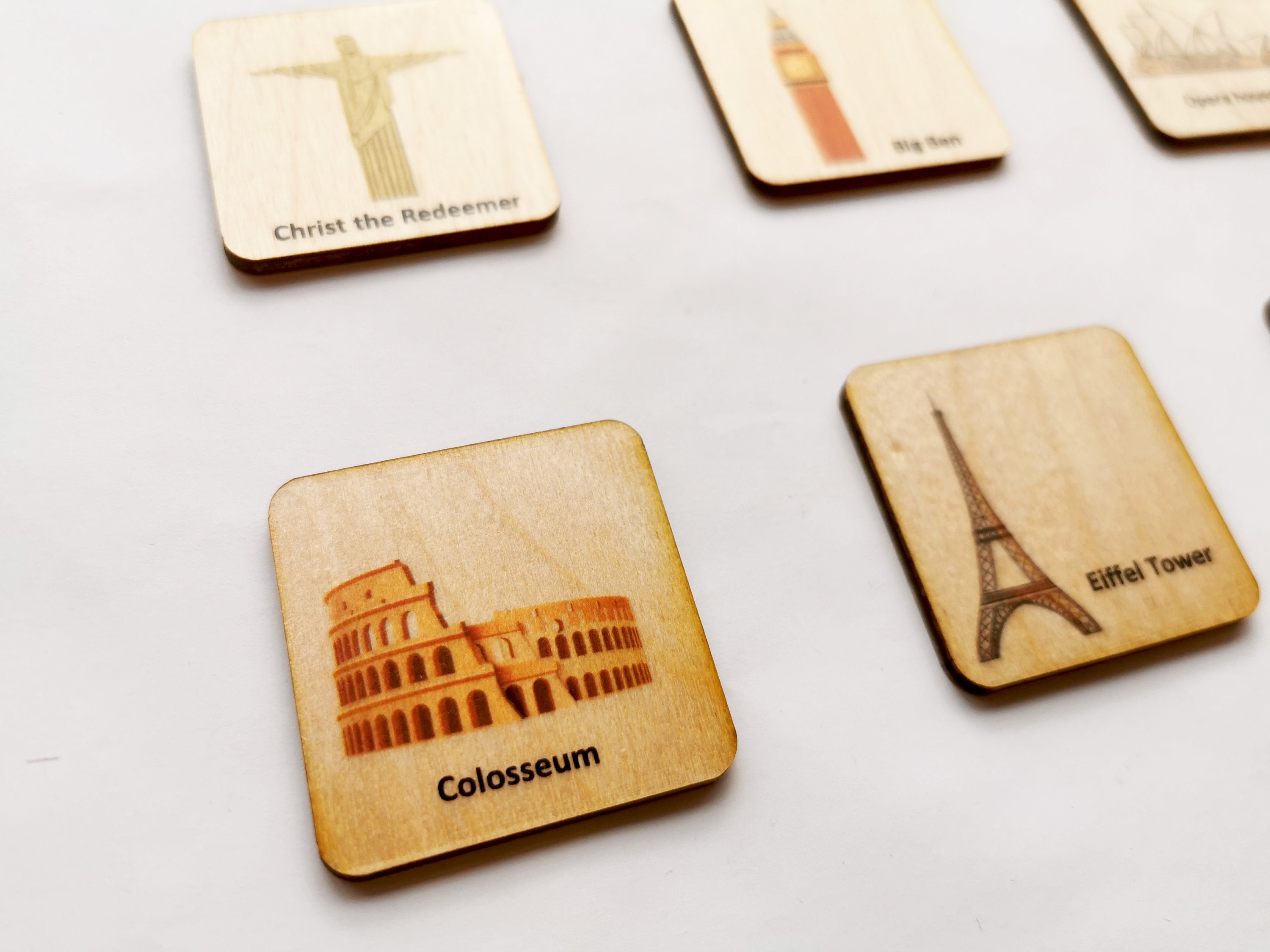 Wooden Montessori Landmarks of the World Matching Cards, Homeschool ...