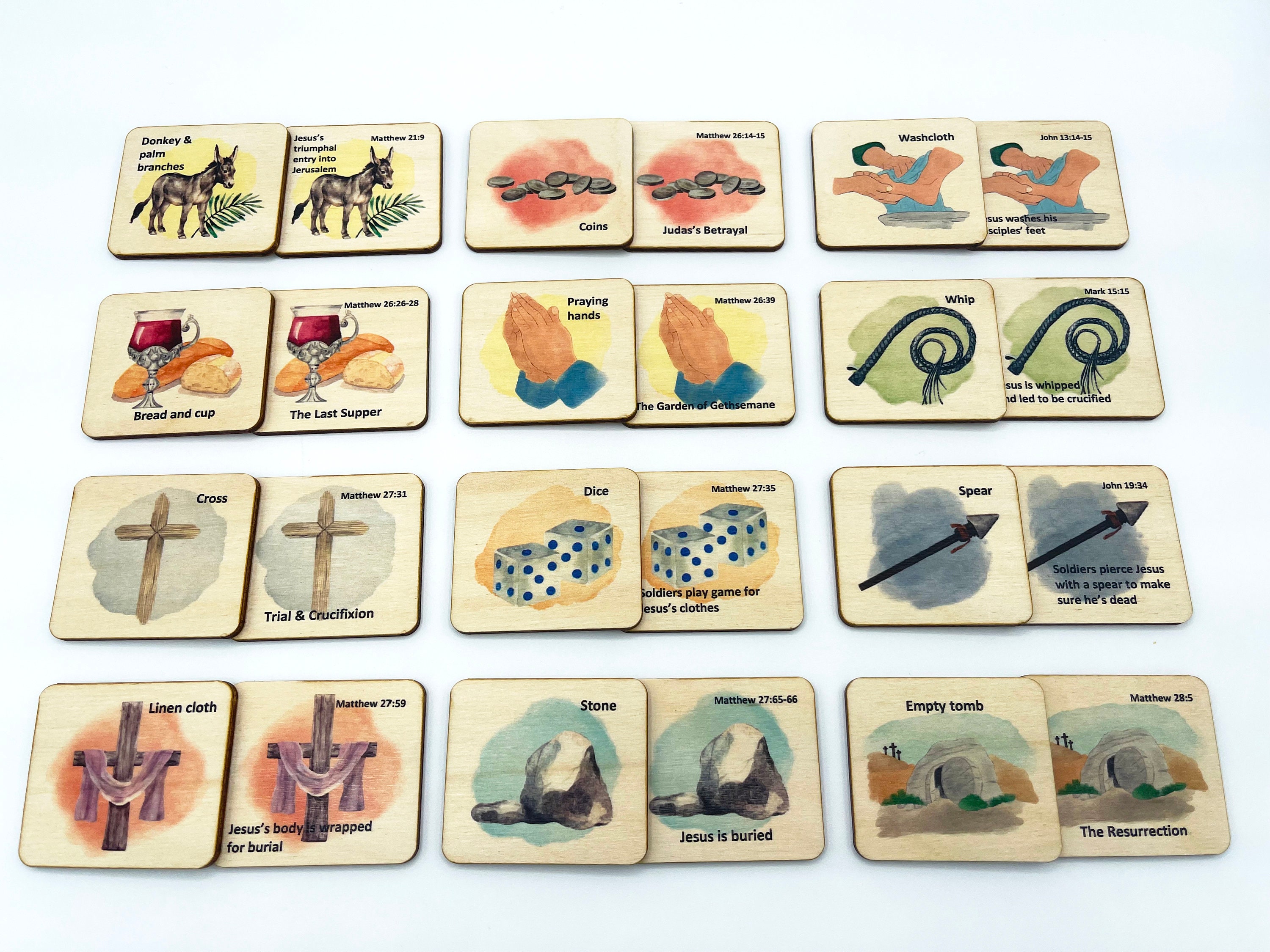 Wooden Easter Story Memory Game/ Holy Week Story Matching | Etsy