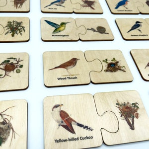 Montessori Wood Backyard Birds and Nests Matching Puzzle/ Homeschool ...