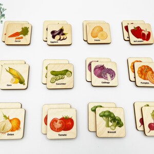 Montessori Wooden Vegetables Matching Cards/homeschool - Etsy