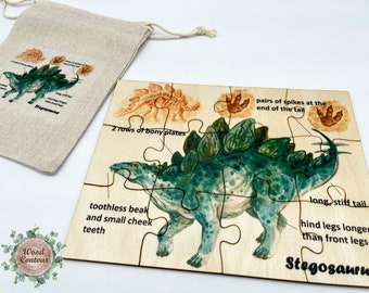 Montessori Wooden Dinosaur Anatomy Puzzle/ Homeschool | Etsy