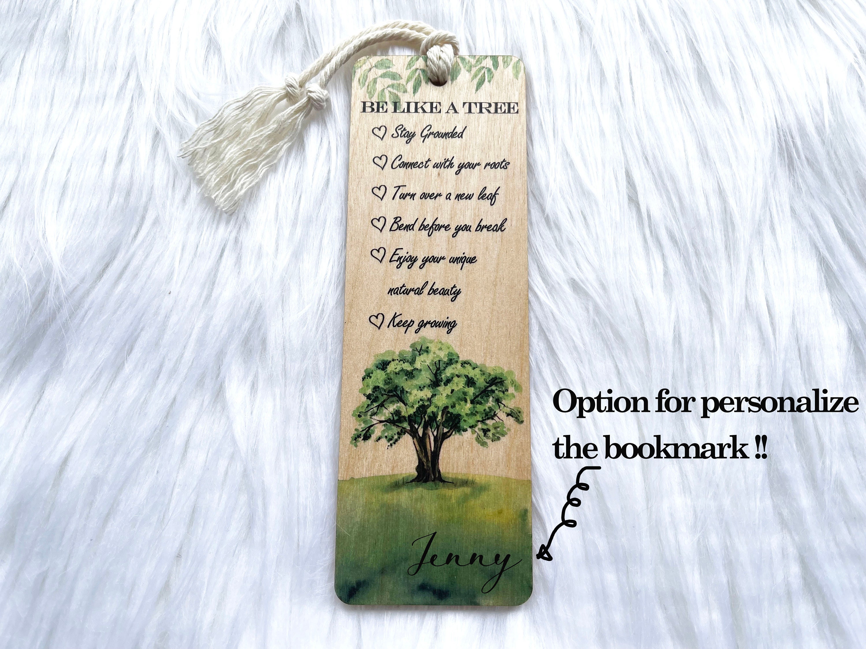 Personalized Wooden Trees Bookmark / Custom Oak Willow Pine - Etsy
