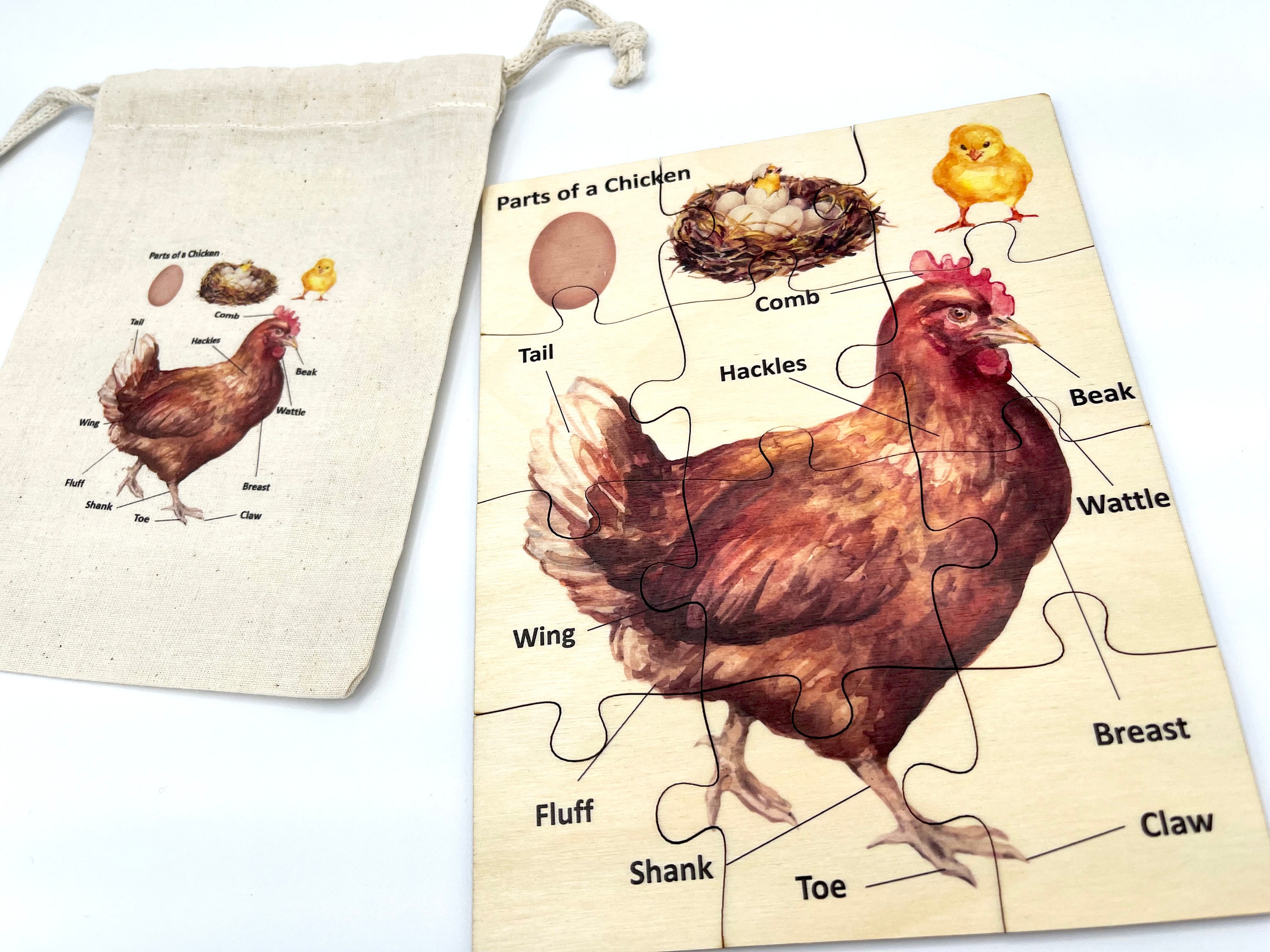 Wooden Chicken Life Cycle Puzzle for Kids Toddler Montessori | Etsy