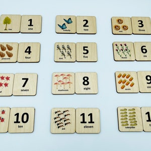 Montessori Wooden Counting Nature Numbers Match Cards/ Bilingual French ...