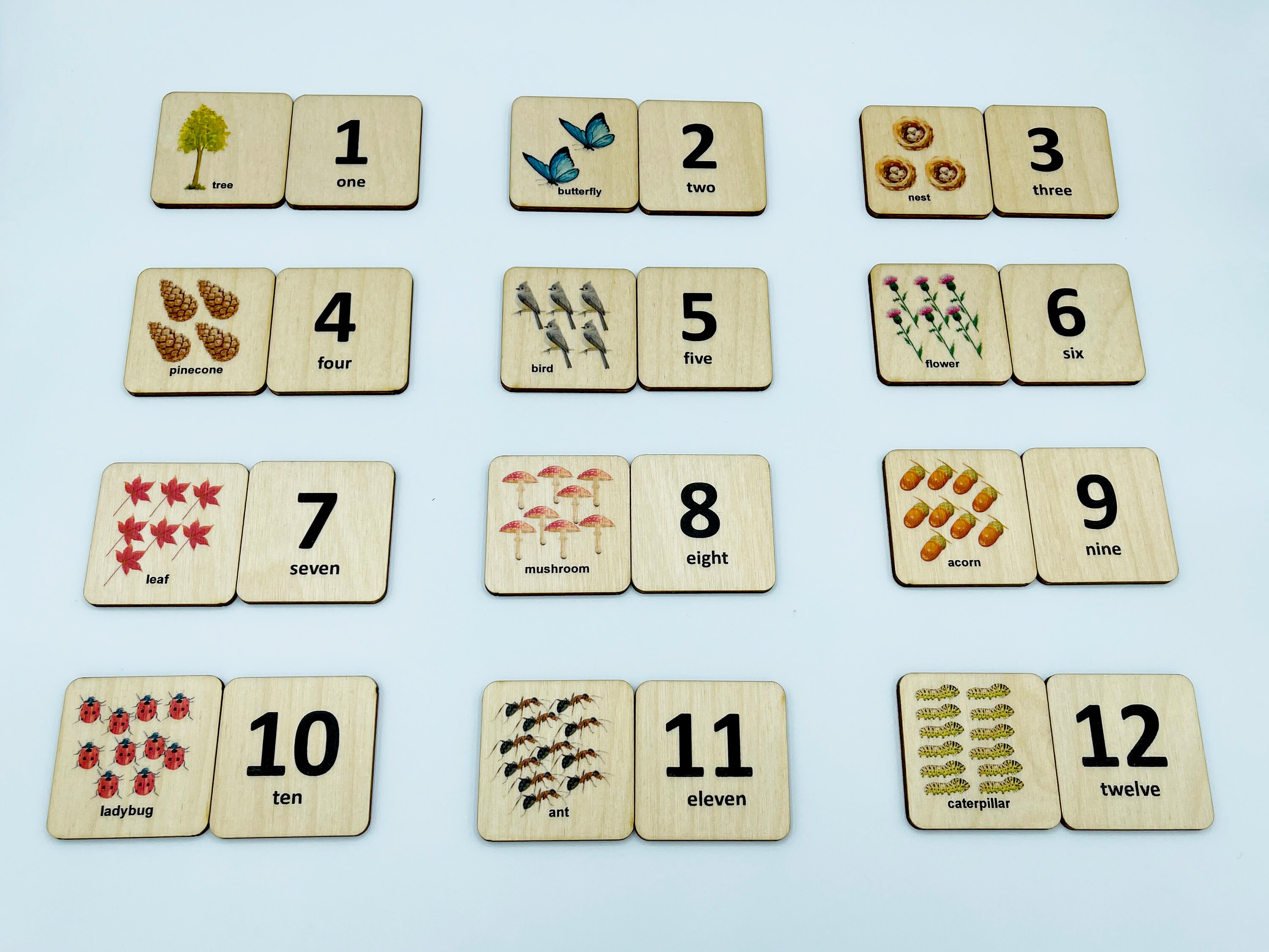 Montessori Wooden Counting Nature Numbers Match Cards/ Bilingual French ...