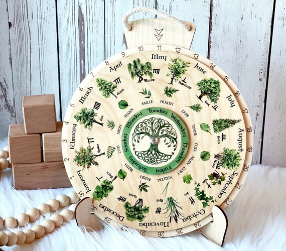 Wooden Wheel of the Year Celtic Tree Calendar Wooden | Etsy