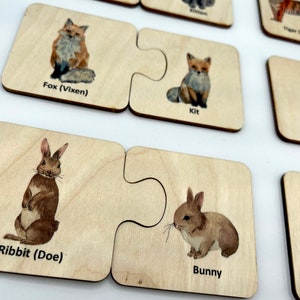 Wooden Montessori Mother Baby Animals Matching Puzzle | Etsy
