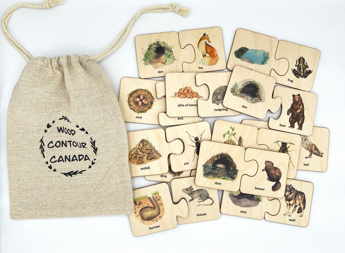 Montessori Wood Animals Puzzle/ Animals Habitat Sorting Game/ - Etsy