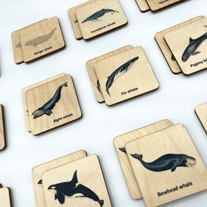 Montessori Wooden Whale Matching Game/ Ocean Animals Whales Memory Game ...