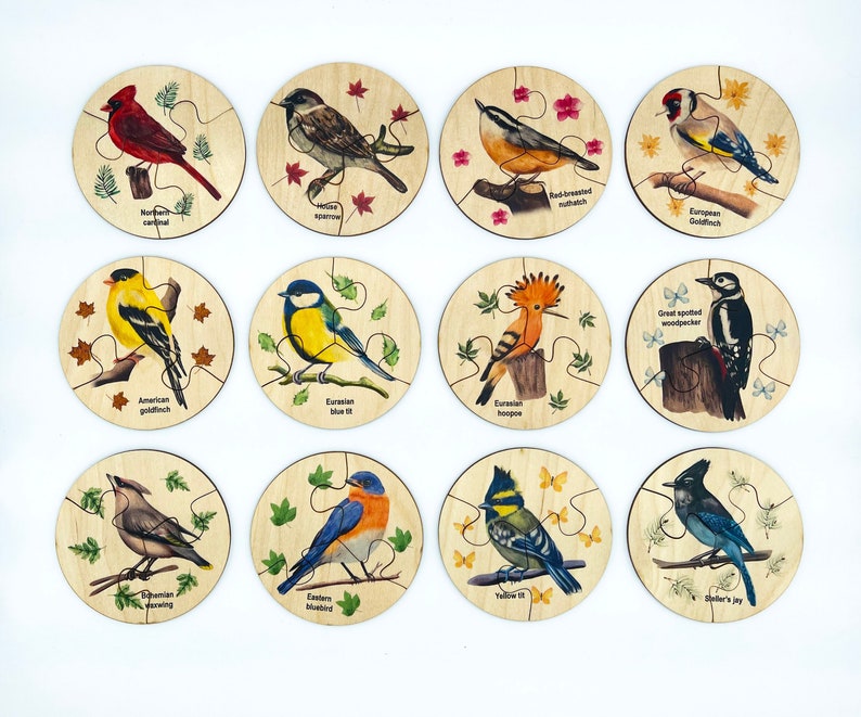 Montessori Bird Puzzle Matching Game/ Toddler Kids Learning Jigsaw ...