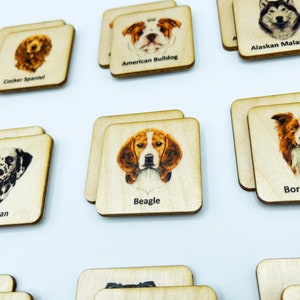 Montessori Wooden Dogs Name Memory Game/wood Animal Matching Cards ...