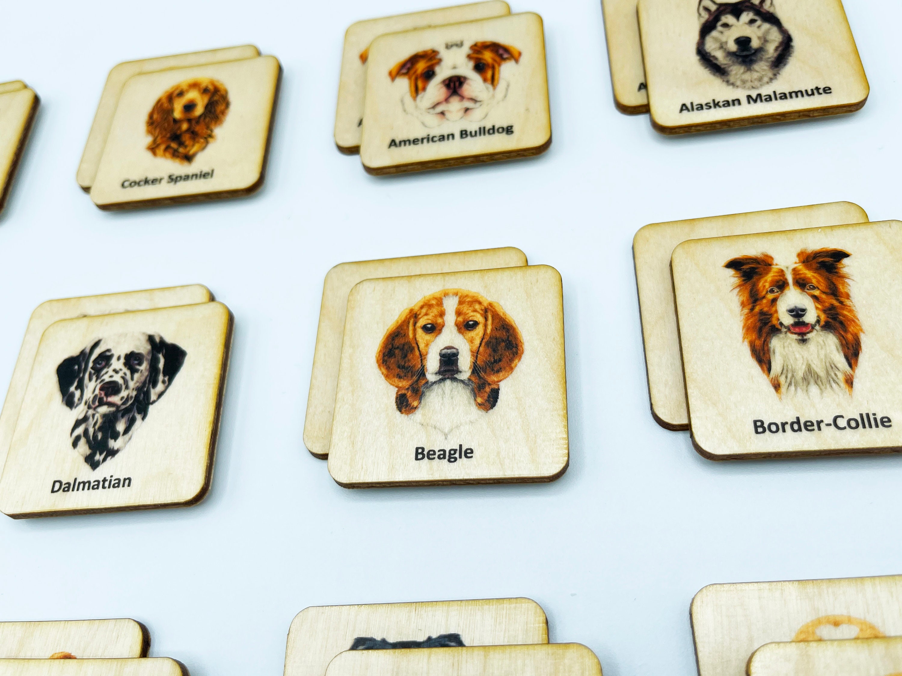 Montessori Wooden Dogs Name Memory Game/wood Animal Matching - Etsy