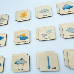 Montessori Wooden Weather Matching Cards, Homeschool Activity ...