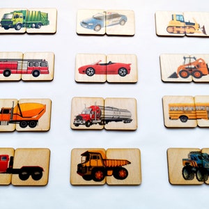 Wooden Vehicle Puzzle, Montessori Matching Puzzle Game - Etsy