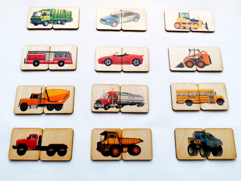 Wooden Vehicle Puzzle Montessori Matching Puzzle Game - Etsy Canada