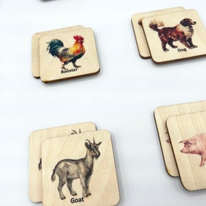 Wooden Farm Animals Memory Game, Montessori Animals Matching Cards ...