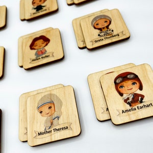 Montessori Wooden Inspirational Women in History Memory Game/homeschool ...