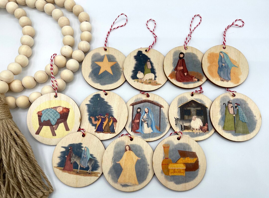 Wood Nativity Christmas Ornament, Christmas Tree Ornament Decoration ...