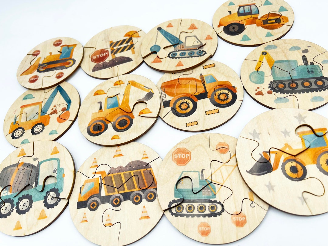 Montessori Wooden Truck Puzzle Toys/ Toddler Kids Learning Puzzle ...
