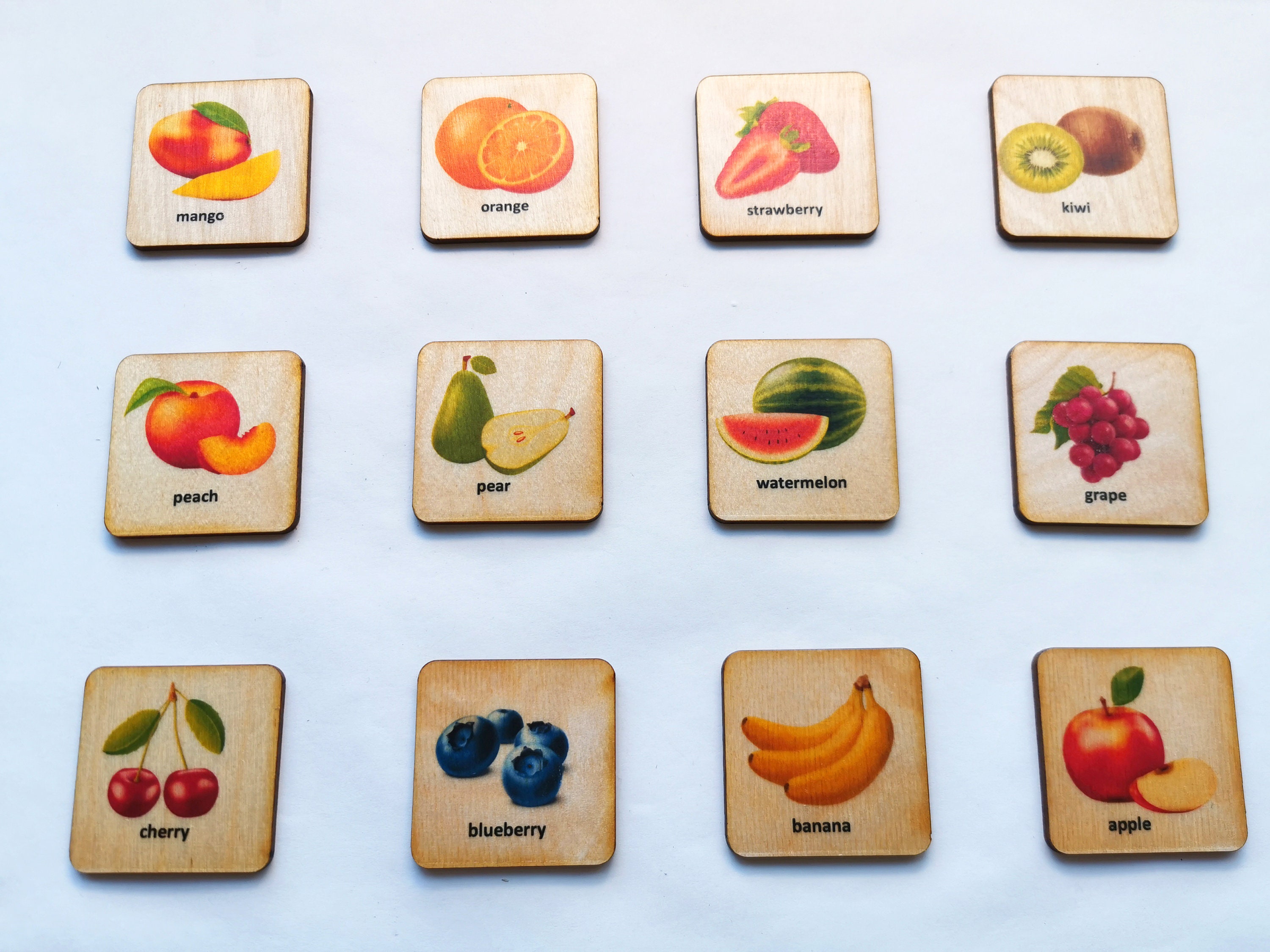 Wooden Montessori Fruits Memory Game/ Toddler Preschool | Etsy
