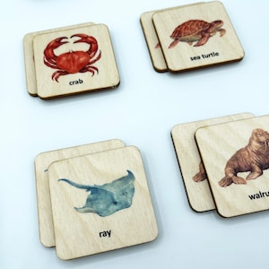 Wood Montessori Ocean Animals Matching Game/ Sea Creatures Animals ...