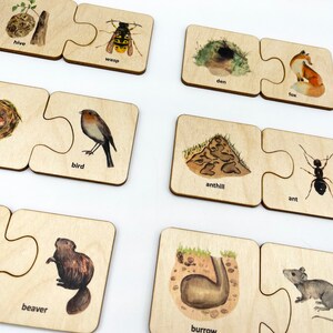 Montessori Wood Animals Puzzle/ Animals Habitat Sorting Game/ Nature ...